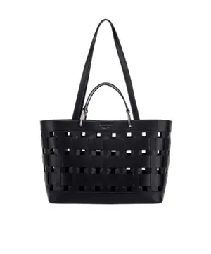 Emporio Armani Woven Tote Bag With Detachable Pouch - Black