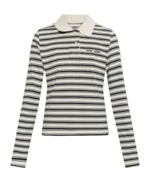 Samsøe Samsøe Sadonell Stripe Long Sleeved Polo Top - No