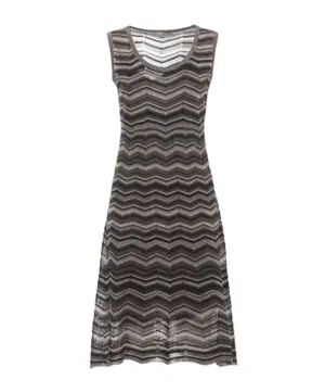 D.exterior Chevron-knit Sleeveless Midi Dress - Black