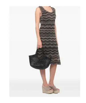 D.exterior Sleeveless Chevron Knit Midi Dress