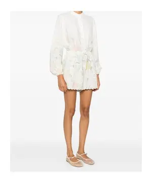 MC2 SAINT BARTH Julian Floral Print Scalloped Hem Playsuit