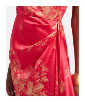 Erdem Draped Floral Duchess Satin Gown