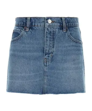 FRAME Frayed Hem Denim Mini Skirt - Blue