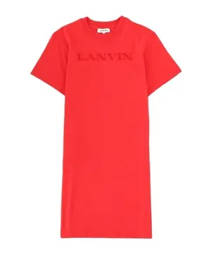 LANVIN Round Neck Short Sleeve Dress - Red