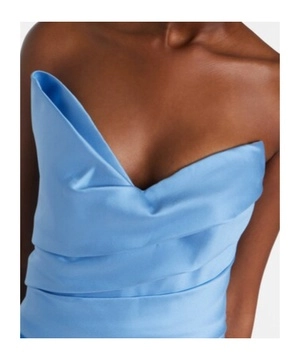 Monique Lhuillier Draped Asymmetric Bustier Gown