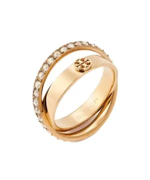 Tory Burch Icon Pavé Double Ring - Tory Gold/crystal