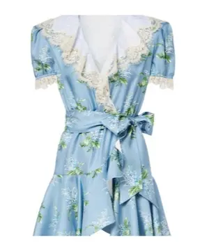 RODARTE Floral Lace-trimmed Silk Twill Minidress - Blue