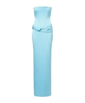 Alex Perry Crepe Satin Bustier Gown - Blue