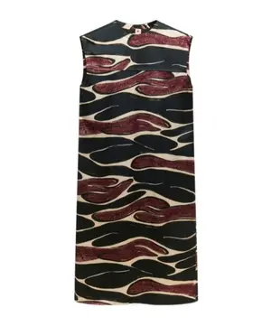 Marni Viscose Dress With Crimson Flow Print