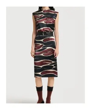 Marni Viscose Dress With Crimson Flow Print