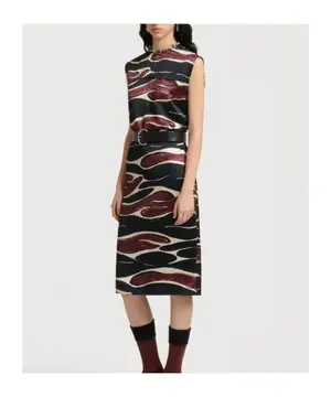 Marni Viscose Dress With Crimson Flow Print