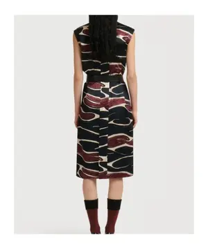 Marni Viscose Dress With Crimson Flow Print