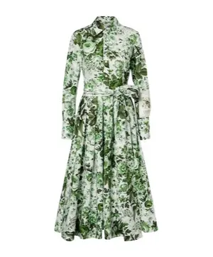 Erdem Floral Cotton Shirt Dress - Green