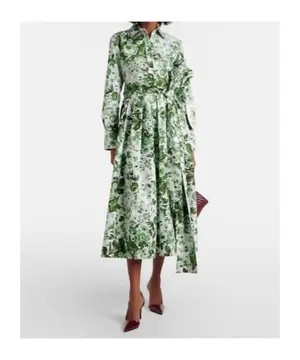 Erdem Floral Cotton Shirt Dress - Green