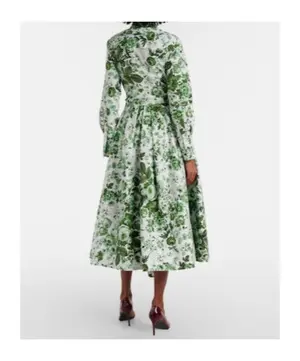 Erdem Floral Cotton Shirt Dress - Green