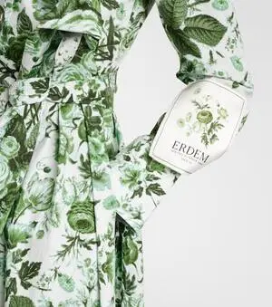 Erdem Floral Cotton Shirt Dress - Green