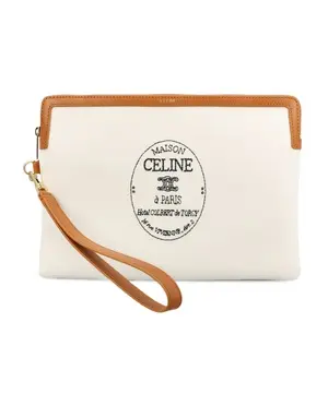 Celine Zipper Clutch - Beige