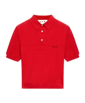 Marni Wool-silk Polo Shirt With Pointelle Detailing