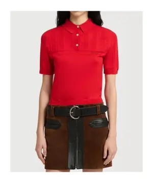 Marni Wool-silk Polo Shirt With Pointelle Detailing