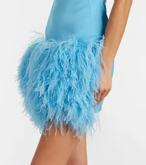 David Koma Feather-trimmed Satin Minidress