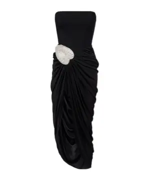 David Koma Embellished Draped Wool-blend Corset Dress - Black