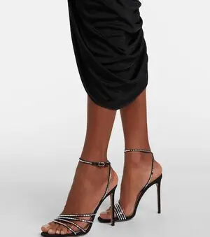 David Koma Embellished Draped Wool-blend Corset Dress