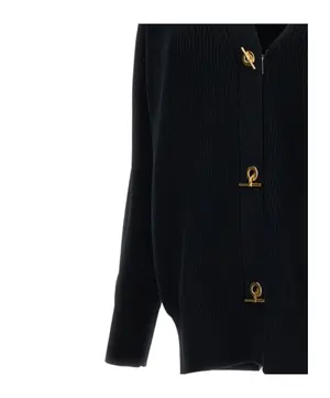 Elisabetta Franchi Long-sleeved Knitted Cardigan With V-neck And Button Detailing