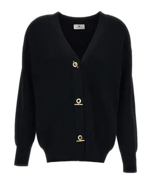 Elisabetta Franchi V-neck Knitted Cardigan - Black