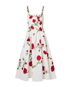 Carolina Herrera Embroidered Silk Fit-and-flare Cocktail Dress