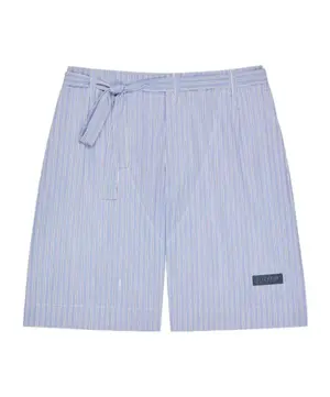 Givenchy Striped Cotton Bermuda Shorts With Grosgrain Detail - Blue