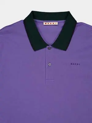 Marni Contrast-trim Polo Shirt - Violet