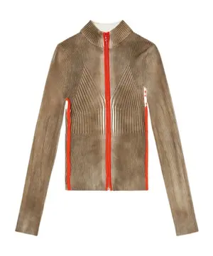 DIESEL® M-sarda Ribbed-knit Zip-up Cardigan - Red/brown