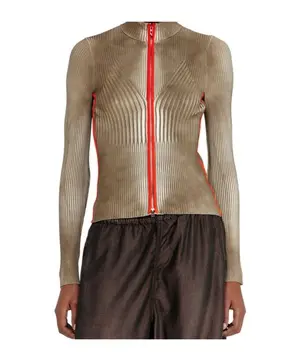 DIESEL® Ribbed-knit Zip-up Cardigan