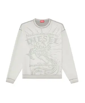 DIESEL® Sweatshirt With Dévoré Print And Ribbed Trims - Light Grey