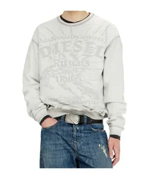 DIESEL® Sweatshirt With Dévoré Print And Ribbed Trims