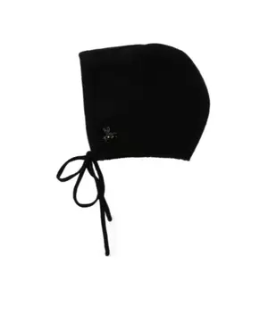 Simone Rocha Embellished Tie-up Beanie Hat - Black Jet
