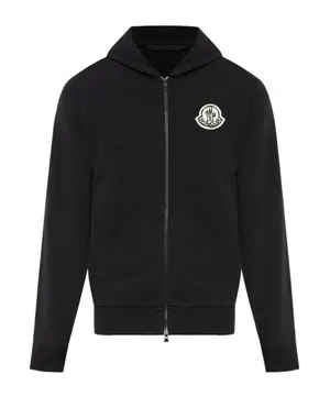Moncler Zip-up Hoodie With Logo Detail - Black