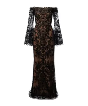 Elie Saab Sequined Off-shoulder Lace Gown