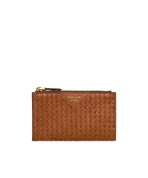 Prada Woven Madras Leather Card Holder