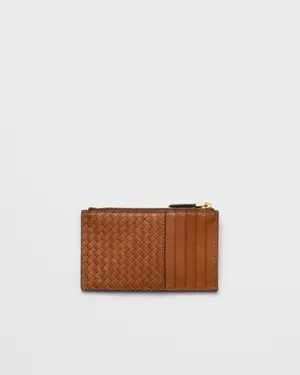 Prada Woven Madras Leather Card Holder