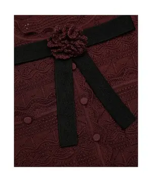 SELF-PORTRAIT Bow-detail Pointelle-knit Cropped Cardigan