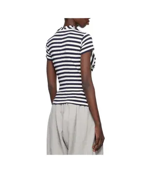 PUSHBUTTON Striped Pleated T-shirt