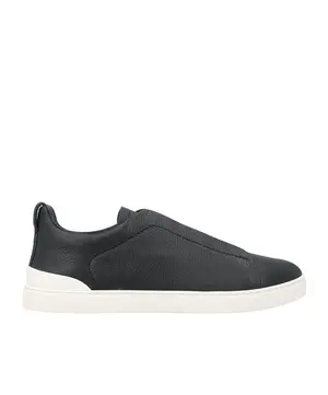 Zegna Triple Stitch Leather Sneakers - Black