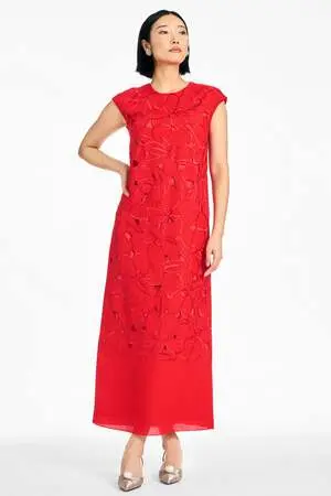 Sachin & Babi Anne Floral Appliqué Linen Dress