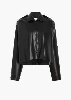 Khaite Bodine Leather Button-up Shirt - Black