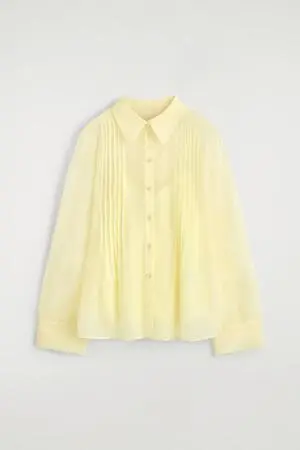 Cos Sheer Pintucked Shirt - Yellow