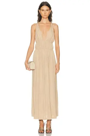 Tove Ouida Pleated Jersey Maxi Dress - Sand