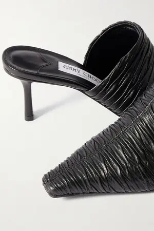 JIMMY CHOO Lotta 65 Ruched Leather Mules