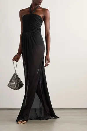 DOLCE&AMP;GABBANA Draped Gathered Organza Halterneck Gown