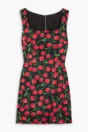 DOLCE&AMP;GABBANA Printed Silkblend Satin Mini Dress - Red